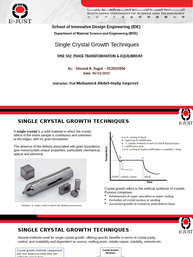 Single Crystal Growth Techniques Explained | PDF | Single Crystal | Crystal