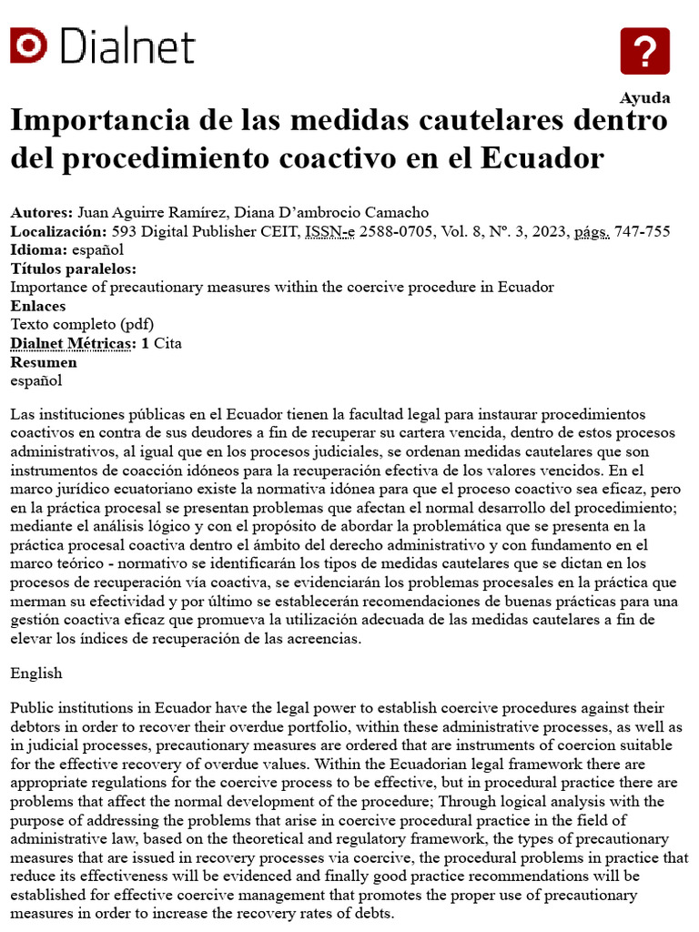 Importancia de Las Medidas Cautelares Dentro Del Procedimiento Coactivo ...