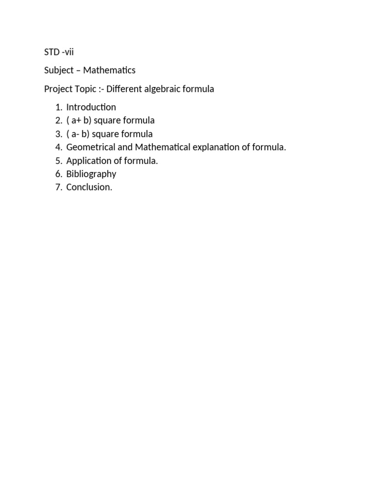 37314_std-Vii Sub Mathematics Project Topic | PDF
