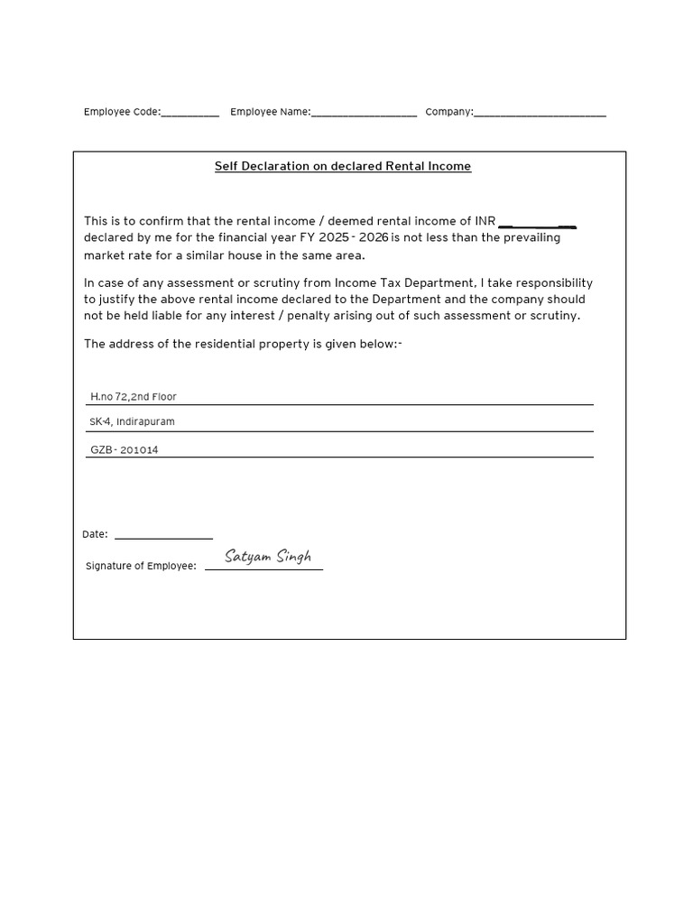 Rental Income Declaration | PDF