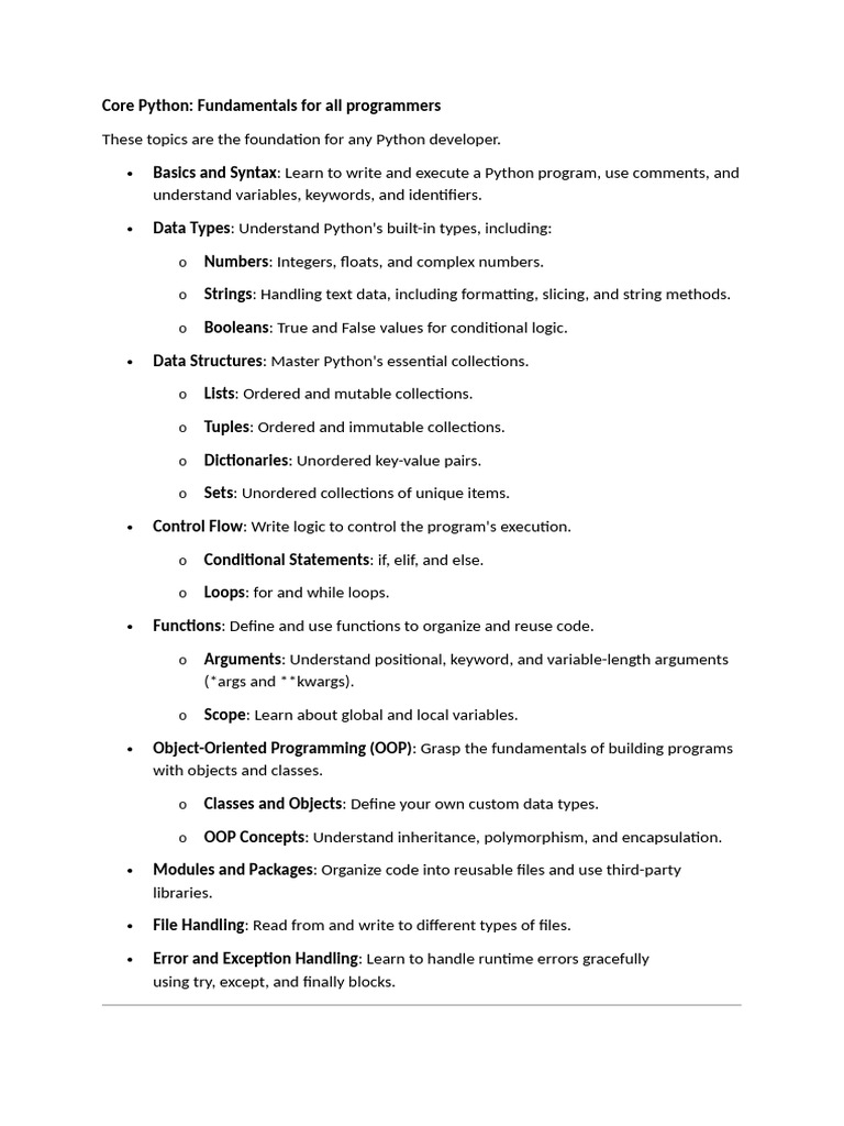 Core Python Programming Essentials | PDF | Python (Programming Language ...
