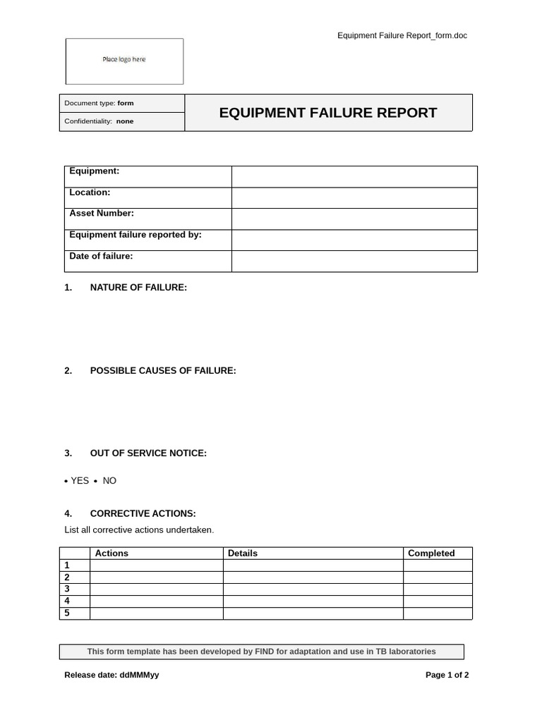 Equipment Failure Report Form | PDF