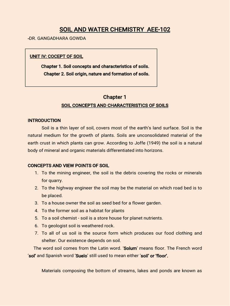 Soil Chemistry and Formation Concepts | PDF