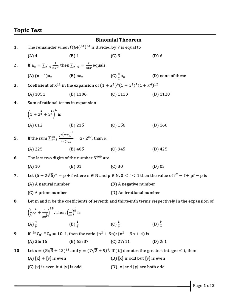 Binomial Theorem | PDF | Mathematics | Number Theory