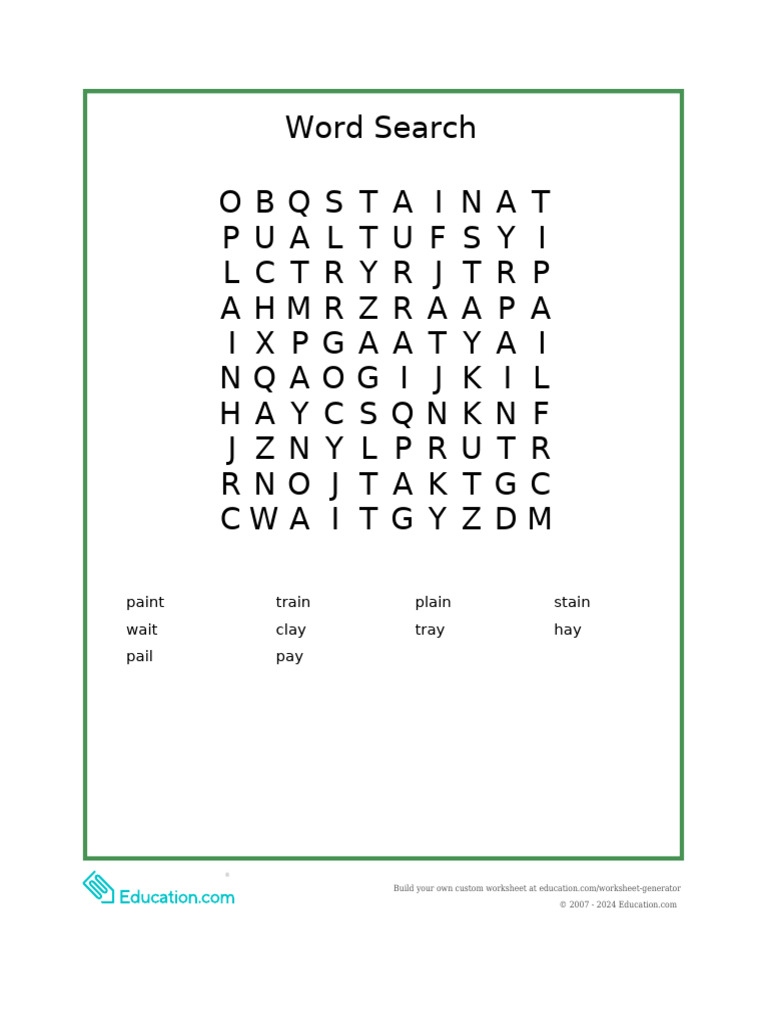 Custom Word Search Worksheet Generator | PDF