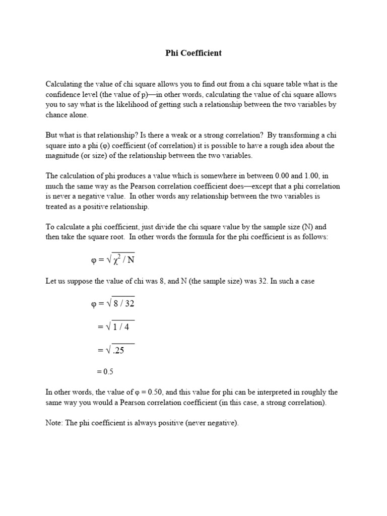Handout on Phi Coefficient | PDF