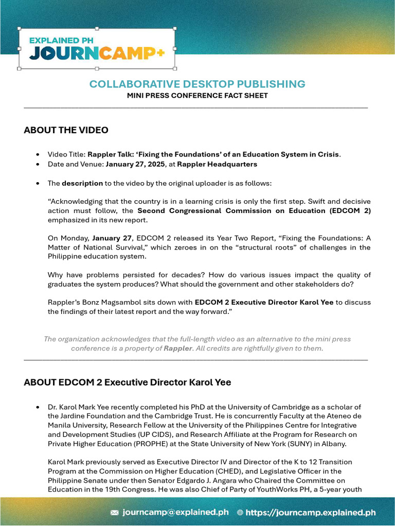 EDCOM 2 Report on Philippine Education Crisis | PDF | Literacy ...