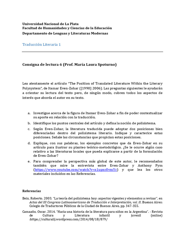 06. Prof. Spoturno (Consigna de Lectura 6) | PDF | Traducciones | Comunicación humana