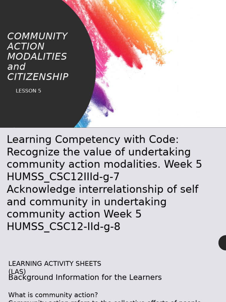 q3 l5 Las Community Action Modalities and Citizenship Student | PDF ...