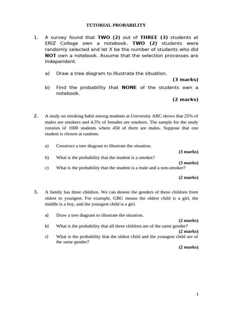 Tutorial Probability | PDF