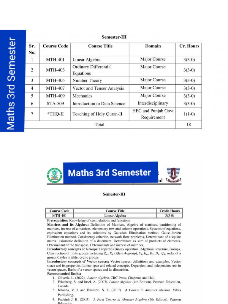 Maths 3rd Semester Outlines | PDF
