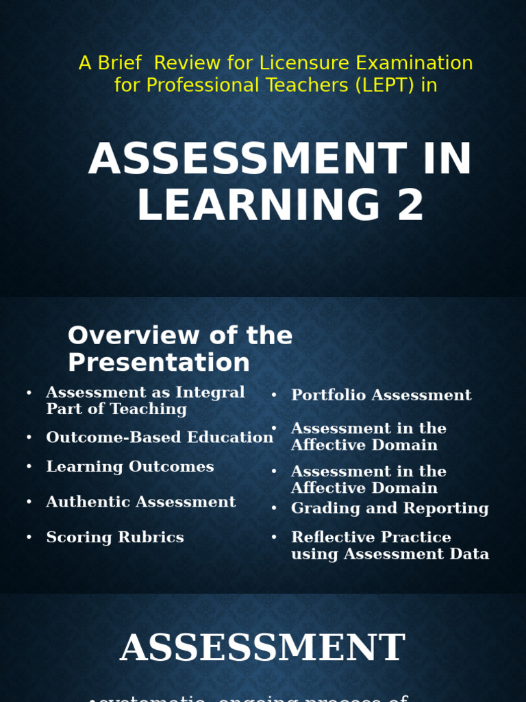 Assessment in Learning 2 Review | PDF | Educational Assessment | Learning