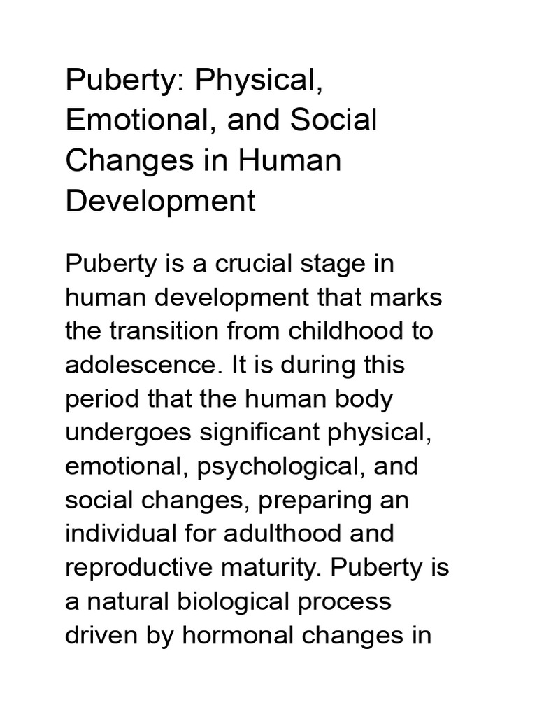 Puberty- Physical, Emotional, And Social Changes in Human Development ...