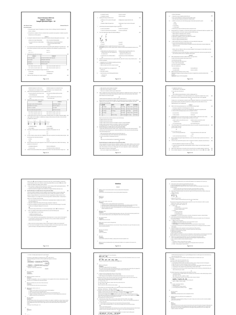 Class X Science Sample Question Paper | PDF | Redox | Chemistry