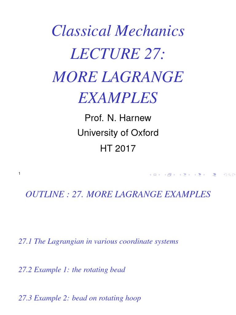 Lagrangian Mechanics: Rotating Bead Examples | PDF | Coordinate System ...