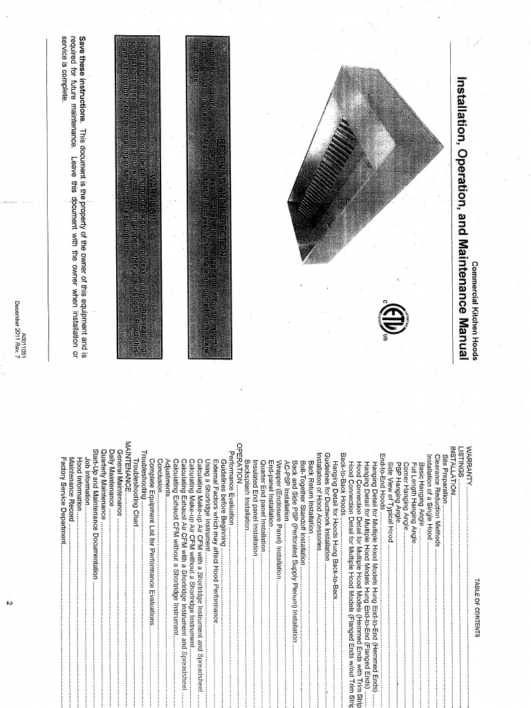 KITCHEN HOOD VENT MANUAL | PDF