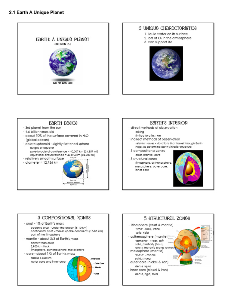 2.1 Earth a Unique Planet | PDF | Earth | Force