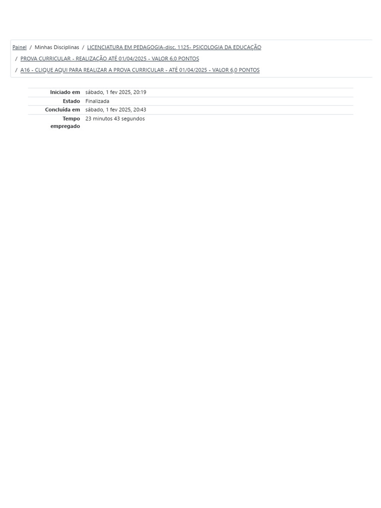 a16 - Clique Aqui Para Realizar a Prova Curricular - Até 01-04-2025 - Valor 6,0 Pontos_ Revisão ...