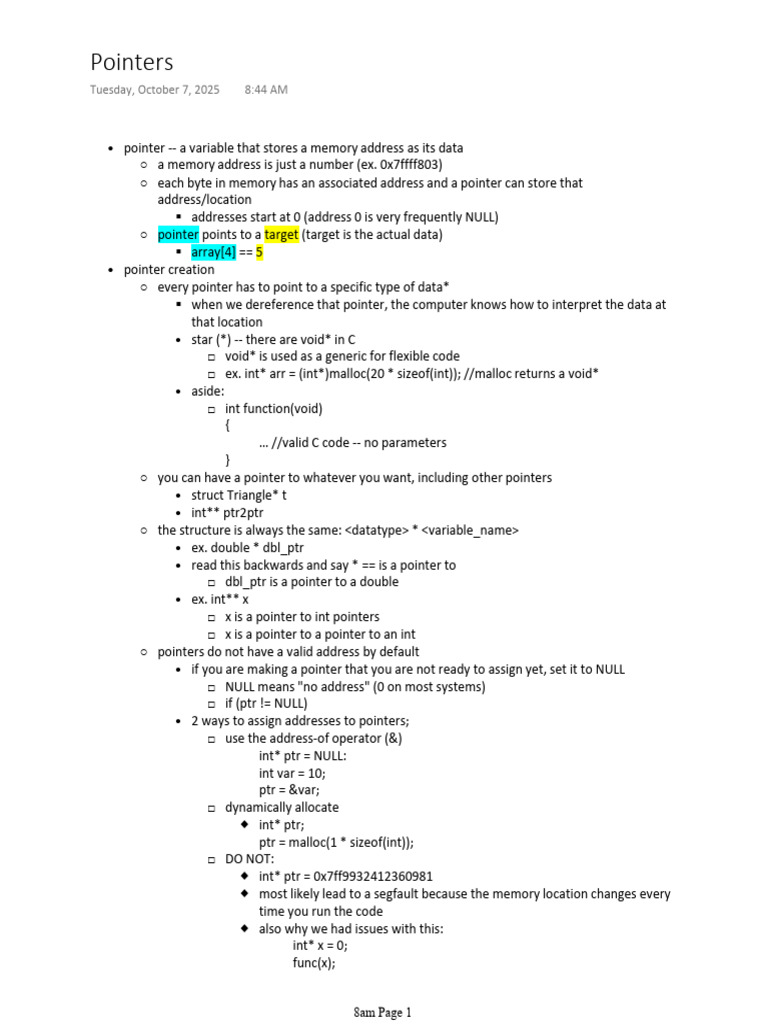 Oct7 Pointers | PDF | Pointer (Computer Programming) | Object Oriented Programming