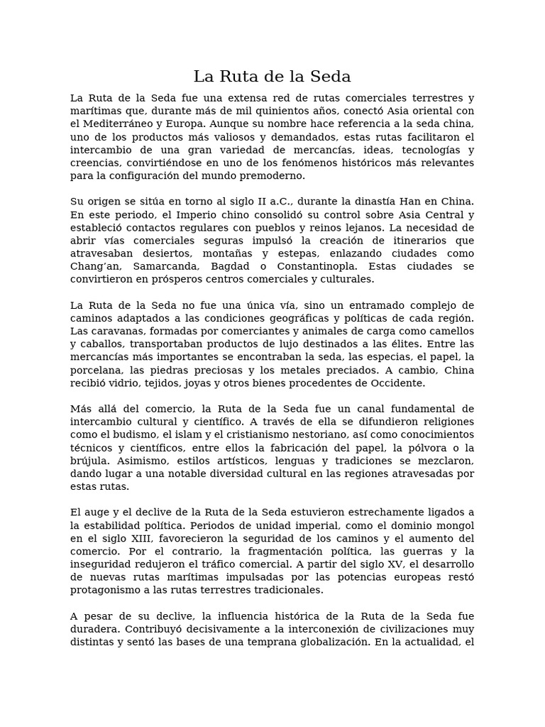 Historia y legado de la Ruta de la Seda | PDF | Ruta de la Seda