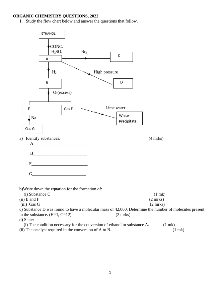 Organic Chemistry Questions 2022 | PDF | Chemical Reactions | Combustion