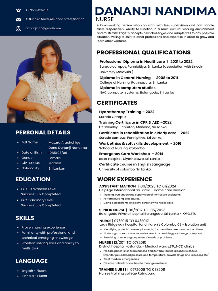 Dananji's CV 2024 | PDF | Nursing | Hospital