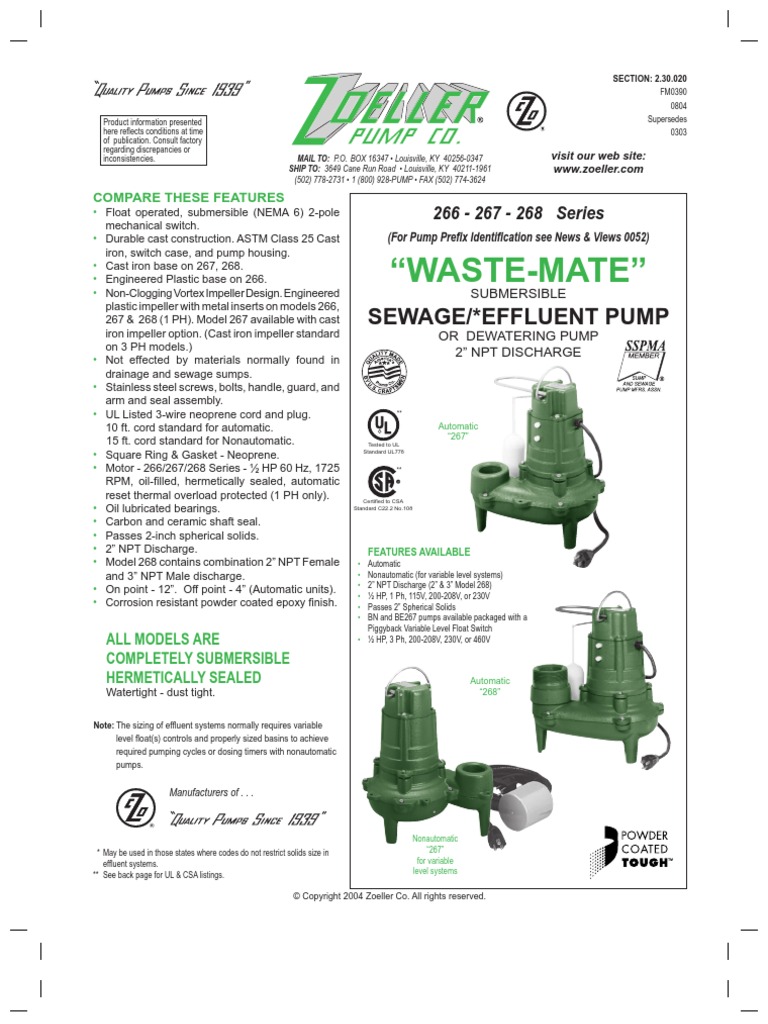 Zoeller M267 | PDF