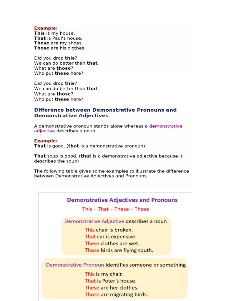 Example for Demonstrative | PDF