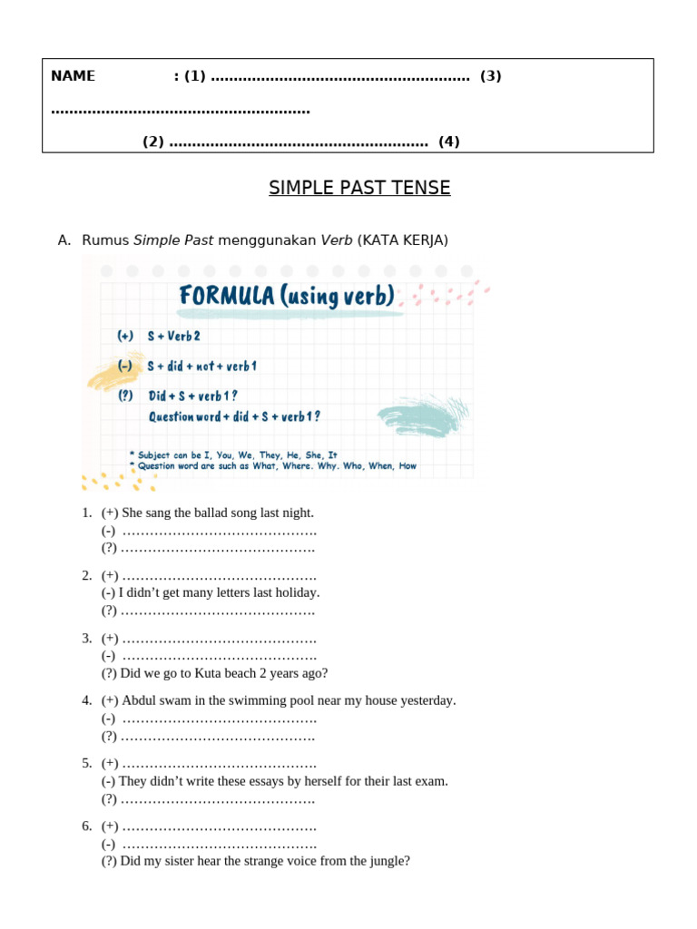 Simple Past Tense | PDF