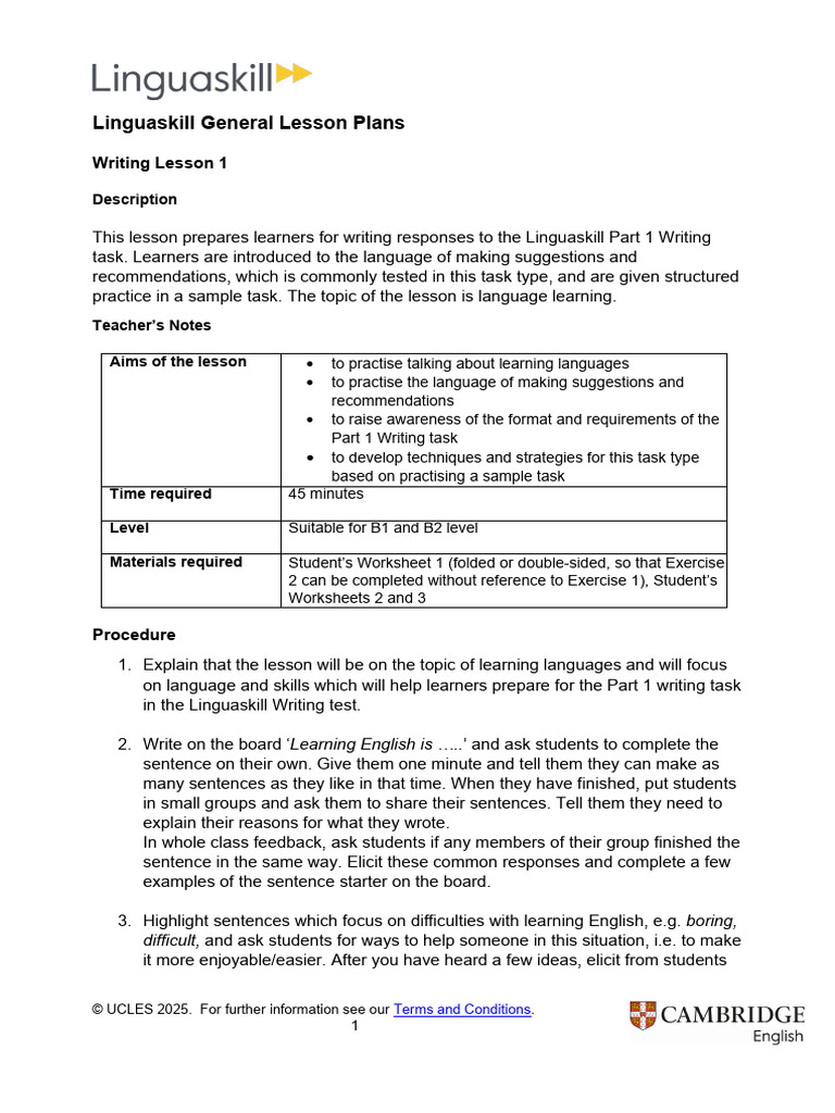 730684 General Writing Lesson Plan 1 | PDF | Lesson Plan | English Language