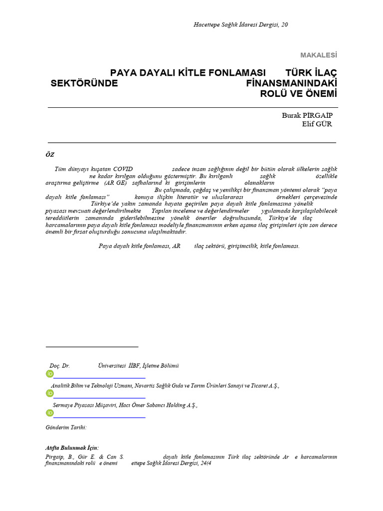 Türki̇ye'de Paya Dayali Ki̇tle Fonlamasi | PDF