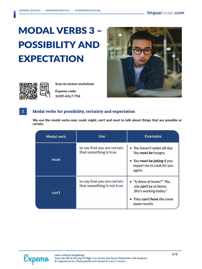 Modal Verbs 3 Possibility and Expectation British English Teacher B1 B2 | PDF