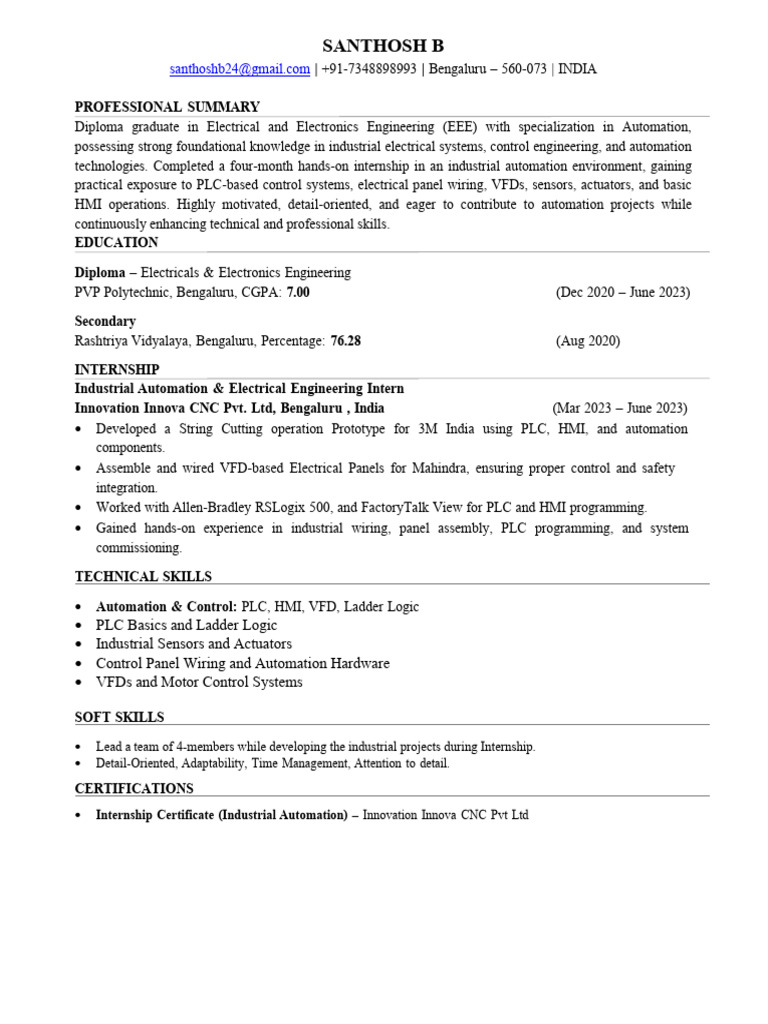 Santhosh Resume | PDF
