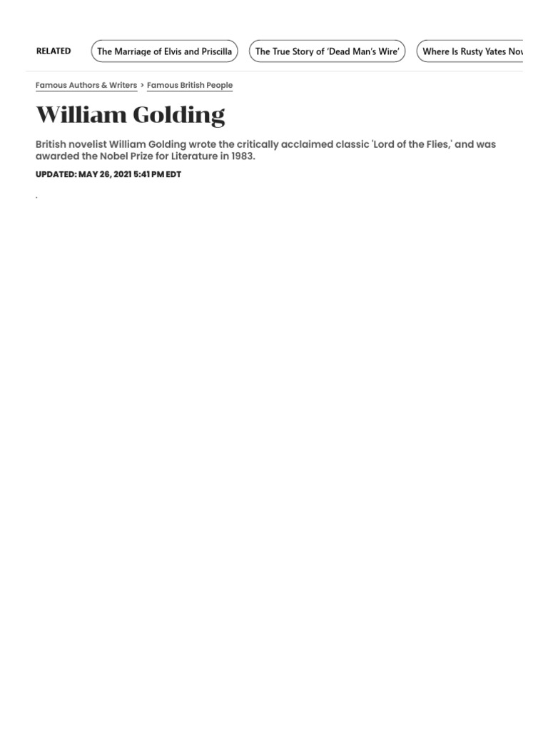 William Golding - Facts, Lord of the Flies & Life | PDF