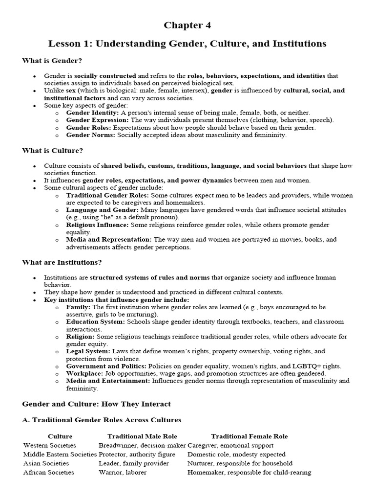 Chapter-4 | PDF | Gender Role | Gender Studies