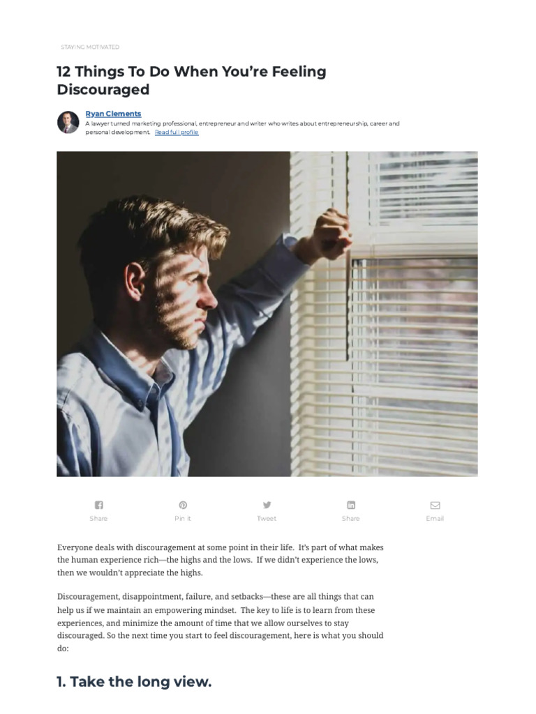 12 Things To Do When You're Feeling Discouraged - Lifehack | PDF | Motivation | Motivational