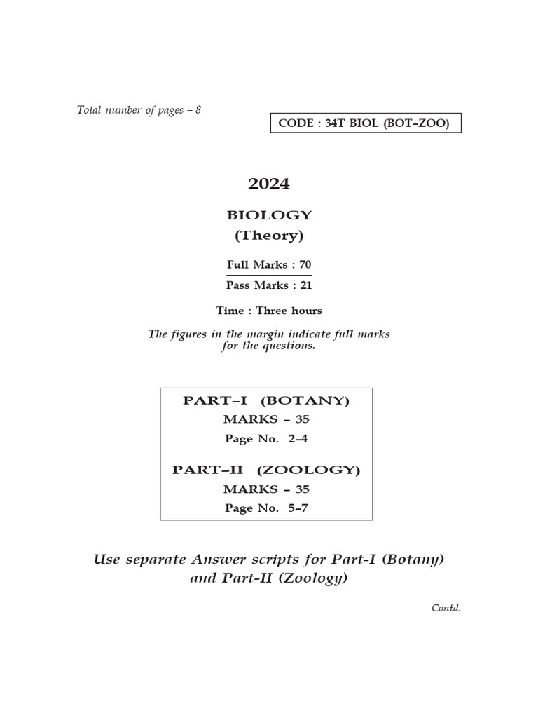 34t Biol Bot Zoo | PDF | Molecular Biology | Health Sciences