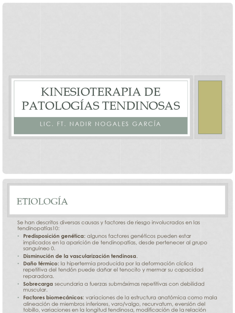 Kinesioterapia en Tendinopatías y Cirugías | PDF | Tendón ...