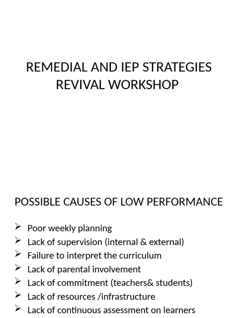 Remedial and Iep Workshop | PDF | Individualized Education Program | Learning