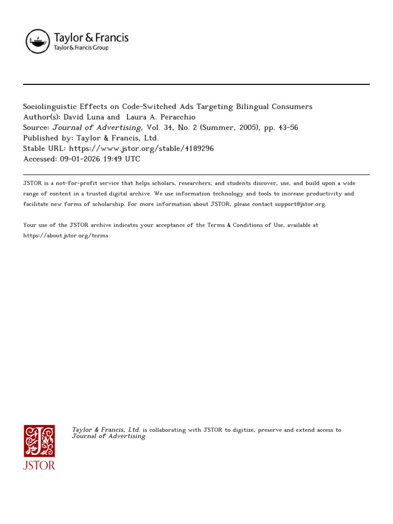 Luna SociolinguisticEffectsCodeSwitched 2005 | PDF | Sociolinguistics ...