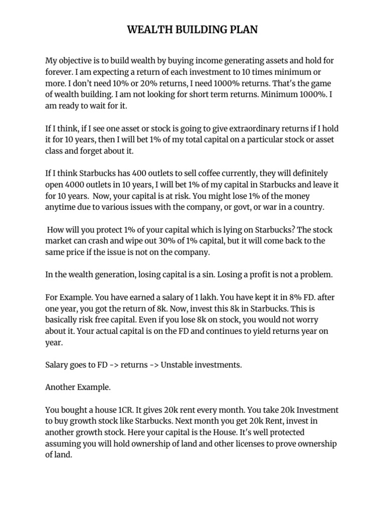 Wealth Building Through Income Assets | PDF | Investing | Stocks