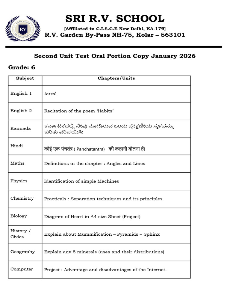 Grade 6 Oral Copy | PDF