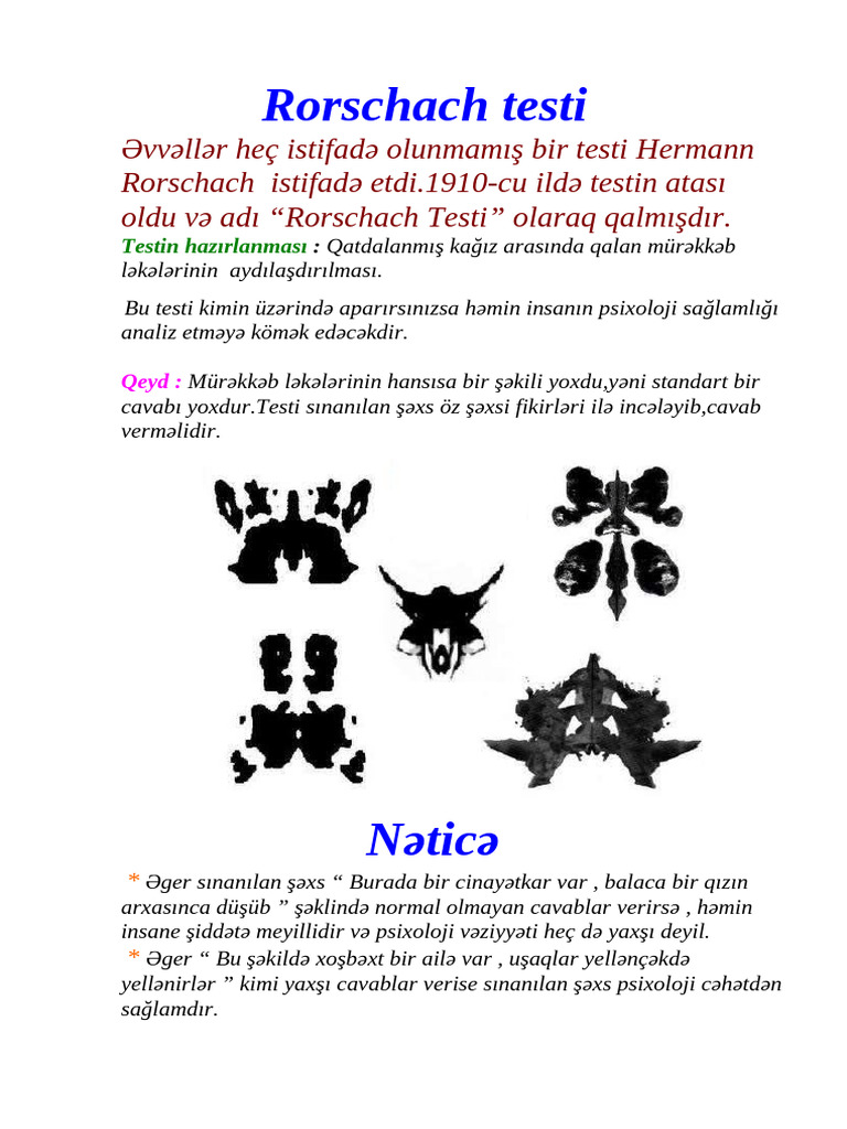 Rorschach Testi | PDF