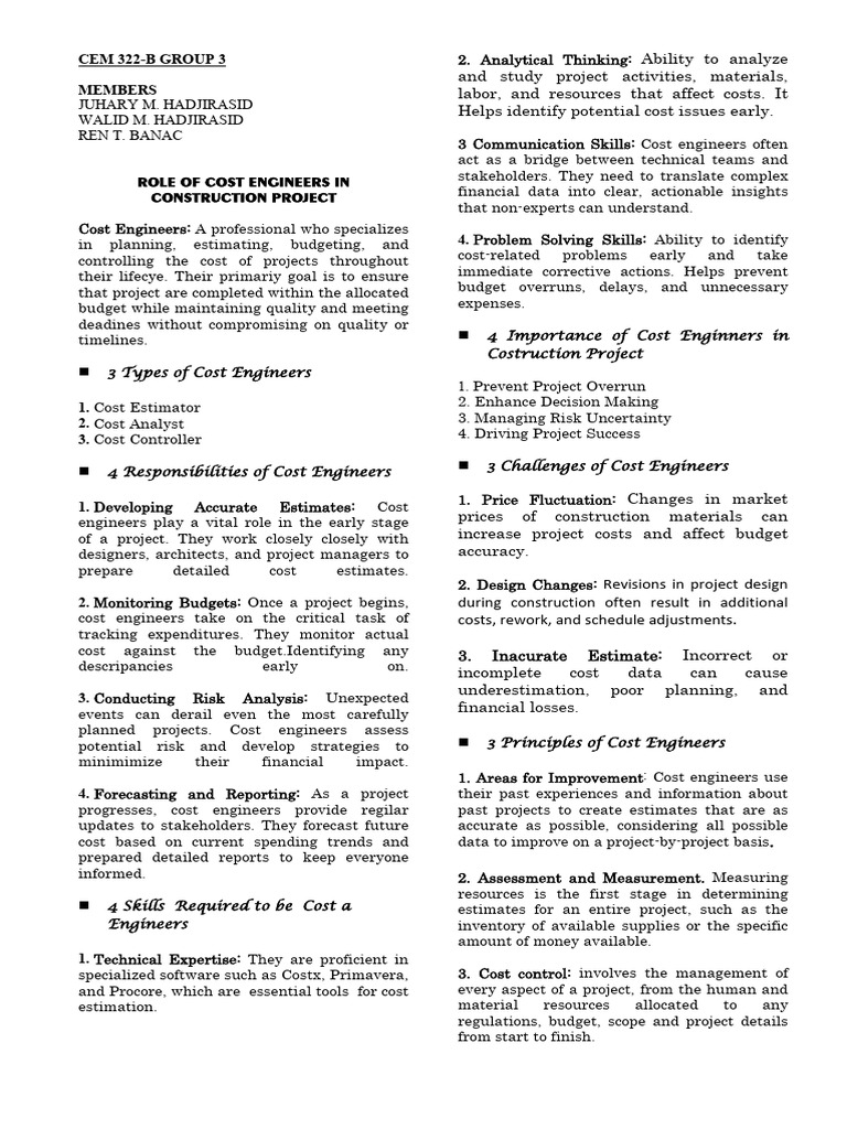 CEM-322-B-WRITTEN-REPORT 2 project manager | PDF | Budget | Risk Management