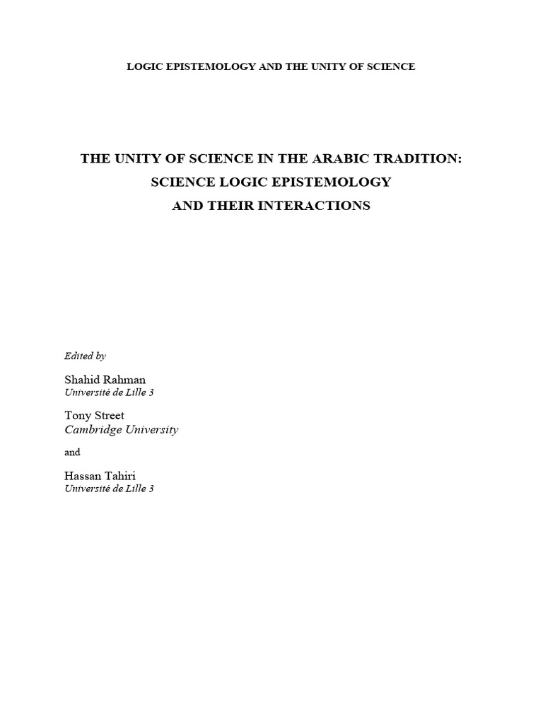 Arabic Science: Logic and Epistemology | PDF | Science | Positivism