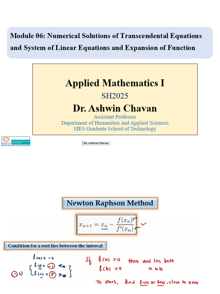 Module 06 Numerical Methods and Fitting of Curves | PDF | Equations | Numerical Analysis