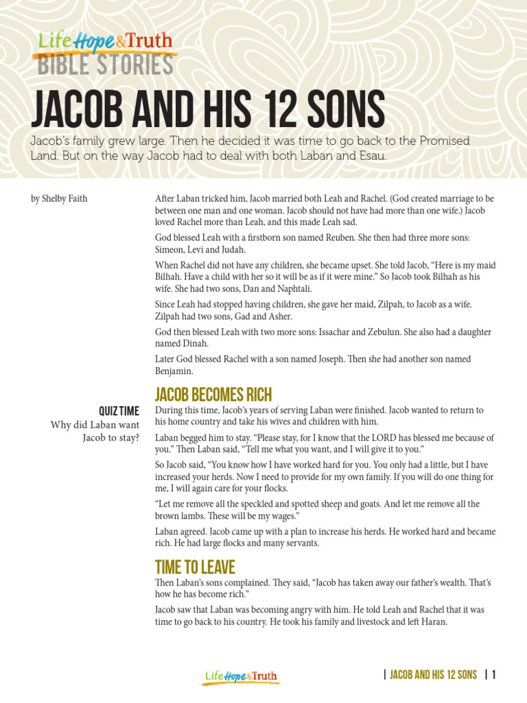 Jacob and His 12 Sons | PDF | Leah | Jacob