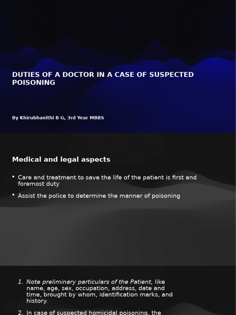 Approach to suspected poisoning case | PDF | Justice | Crime & Violence