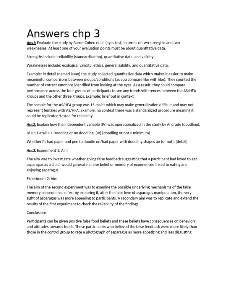 Evaluation of Baron-Cohen Study Insights | PDF