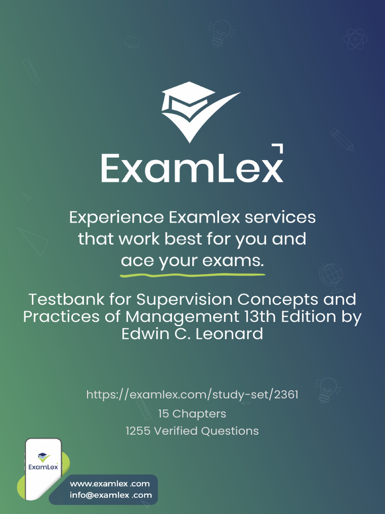 Testbank for Supervision Concepts and Practices of Management 13th ...